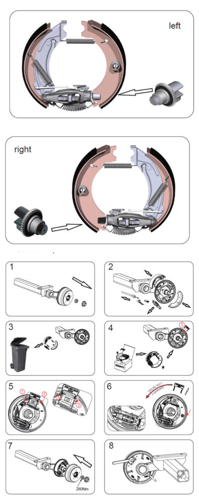 Knott Self Adjusting brake shoe set 200x50