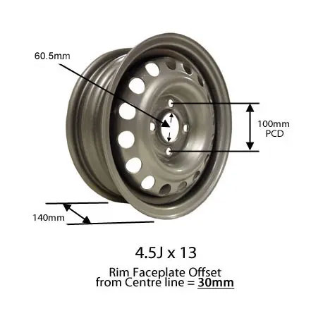 Wheel Rim 13 inch 4 stud 100mm PCD 4.5J for sale from Western Towing