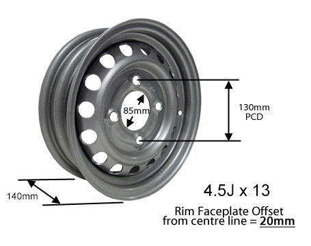 Wheel Rim and 135/80R13 4ply Tyre 4 stud 130mm PCD