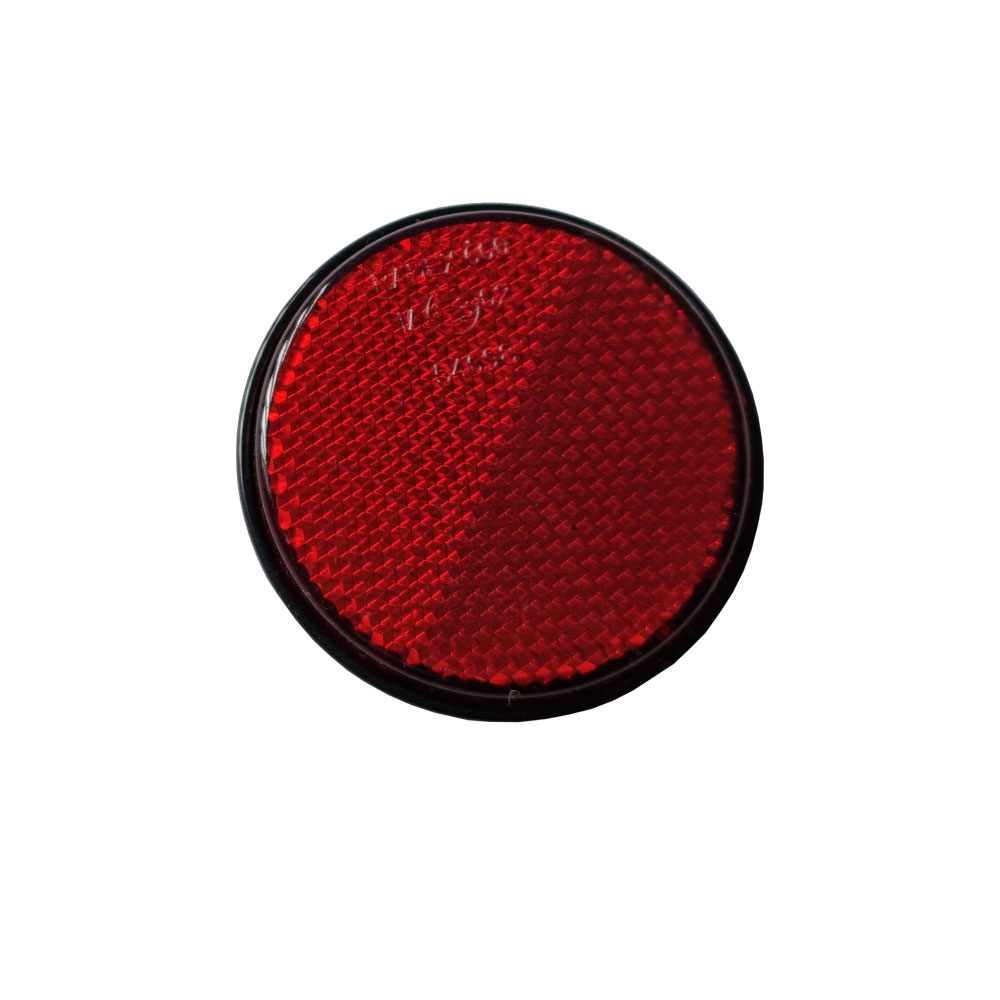 Round Red Reflector with self adhesive backing for easy fixing.