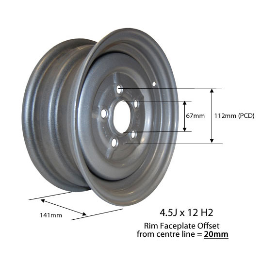 12 inch Wheel Rim with 5 Stud,112mm PCD & 20mm Offset