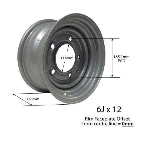 Wheel Rim 12 inch 5 stud 165.1mm (6.5″) PCD 6J - Western Towing