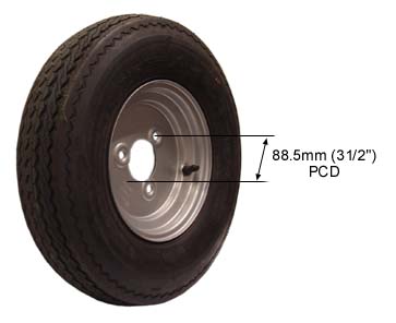 3 Stud Wheel & Tyre 400/480x8 3 stud 88.5mm PCD - Western Towing
