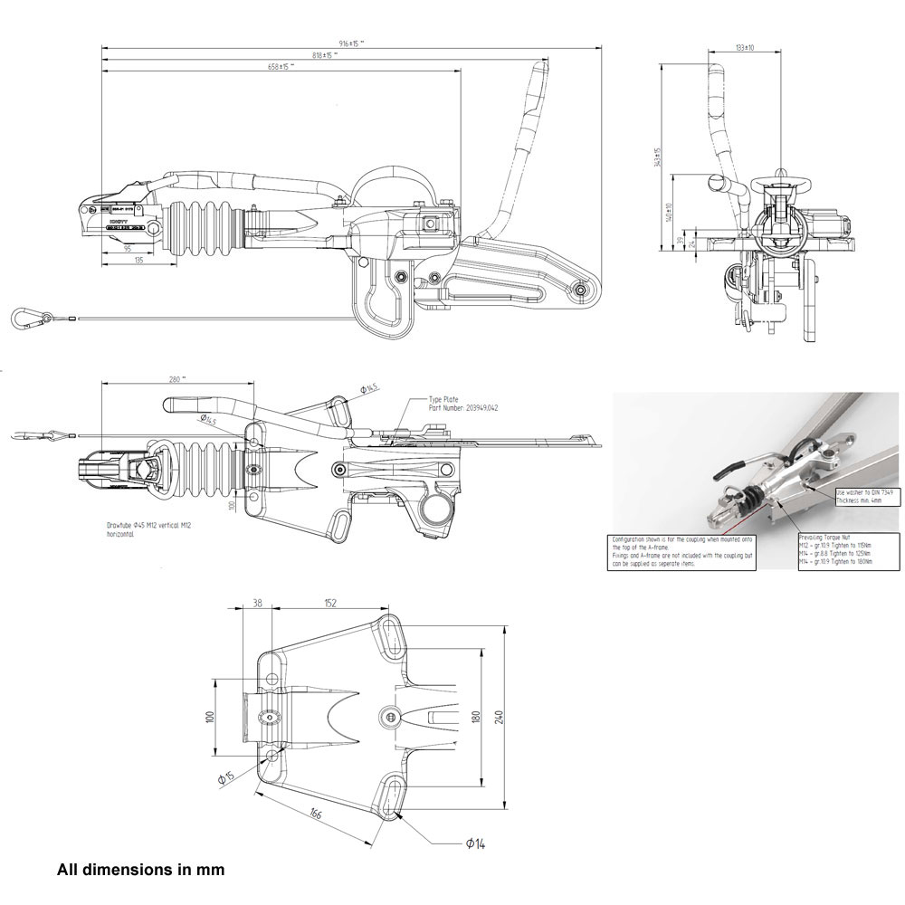 Knott KFG27 Braked Coupling 1400kg to 2700kg with 40mm eye