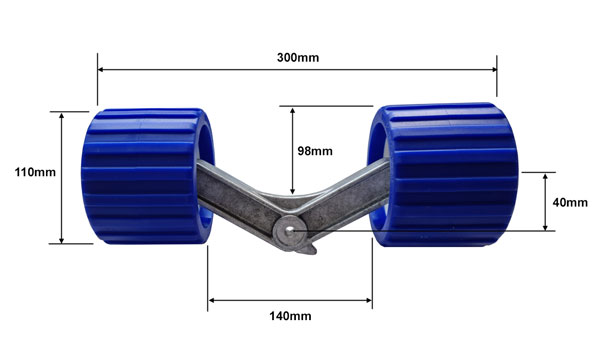 Blue Ribbed Wobble Roller Assembly for sale from Western Towing