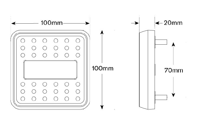 Compact Square Combination Lamp (pack of 2) - Western Towing